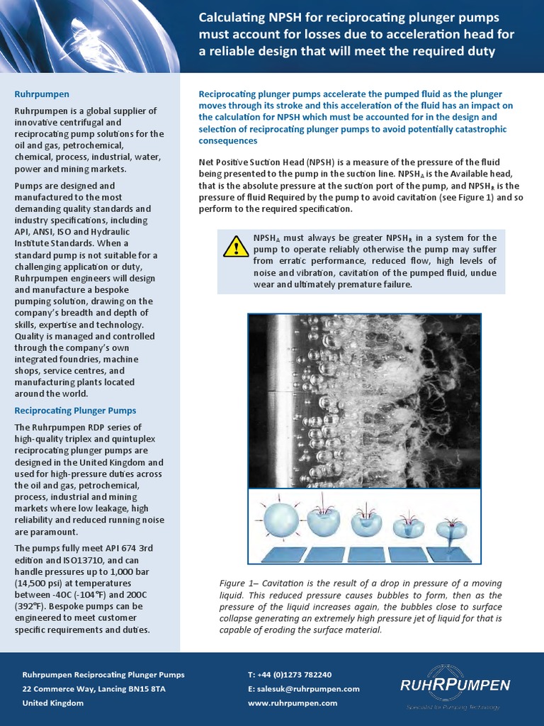 RP Technical Paper NPSH Reciprocating Pumps v2 PDF | PDF | Pump ...