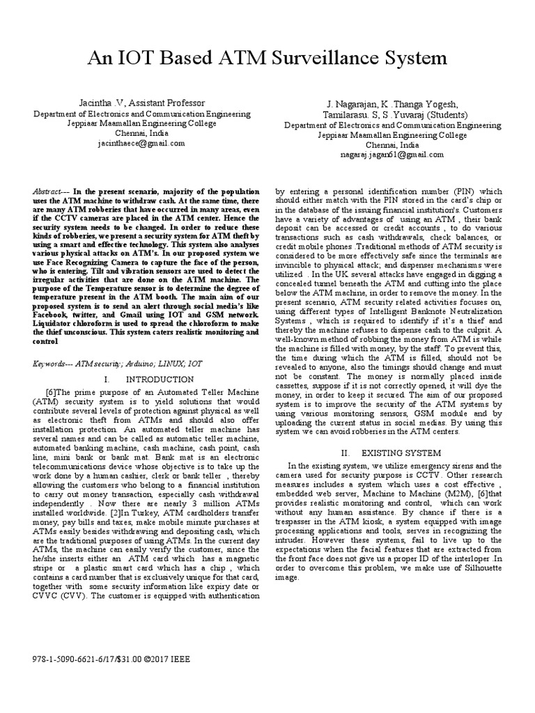 Atm Surveillance System | PDF | Automated Teller Machine | Personal ...