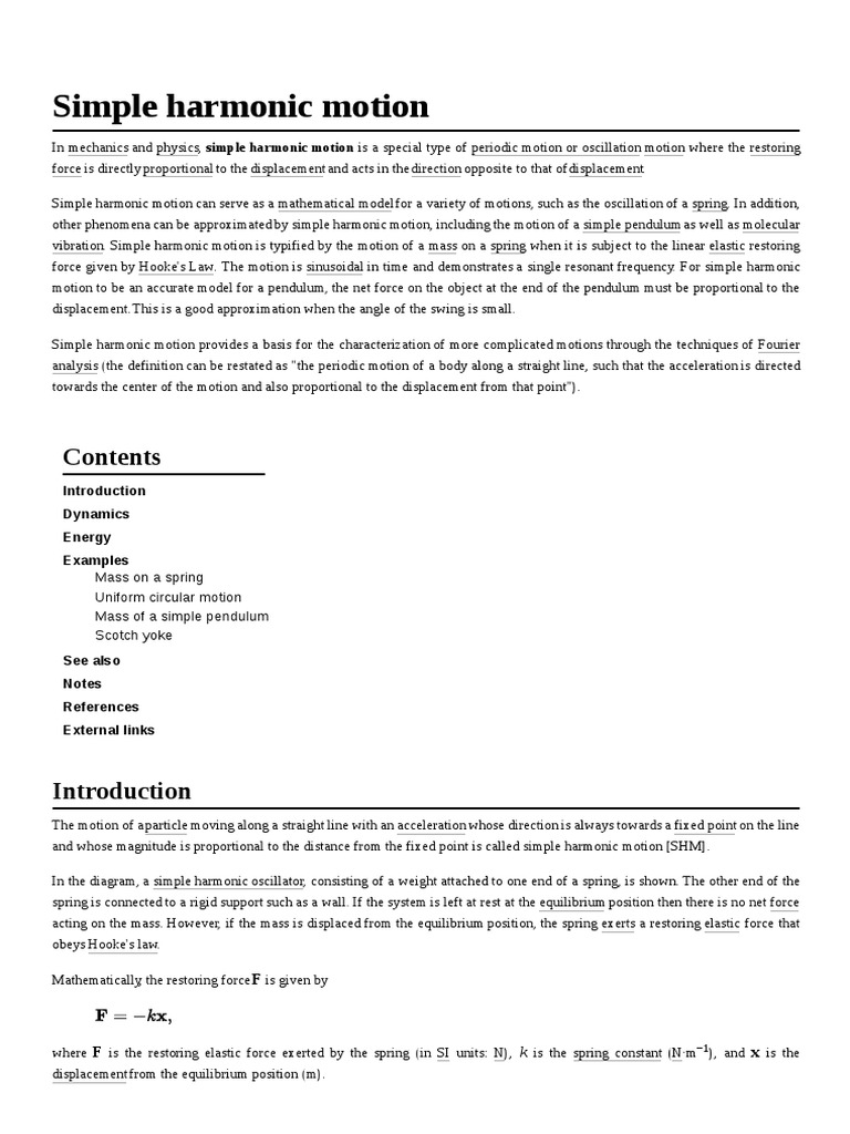 Simple Harmonic Motion | PDF | Classical Mechanics | Motion (Physics)