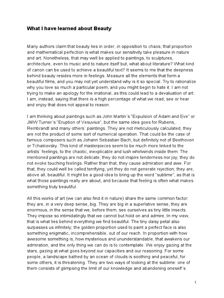 The Essence of Beauty and Sublime | PDF | Beauty | Nothing