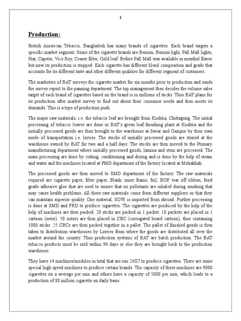 BAT Bangladesh's cigarette production process | PDF | Cigarette | Transport