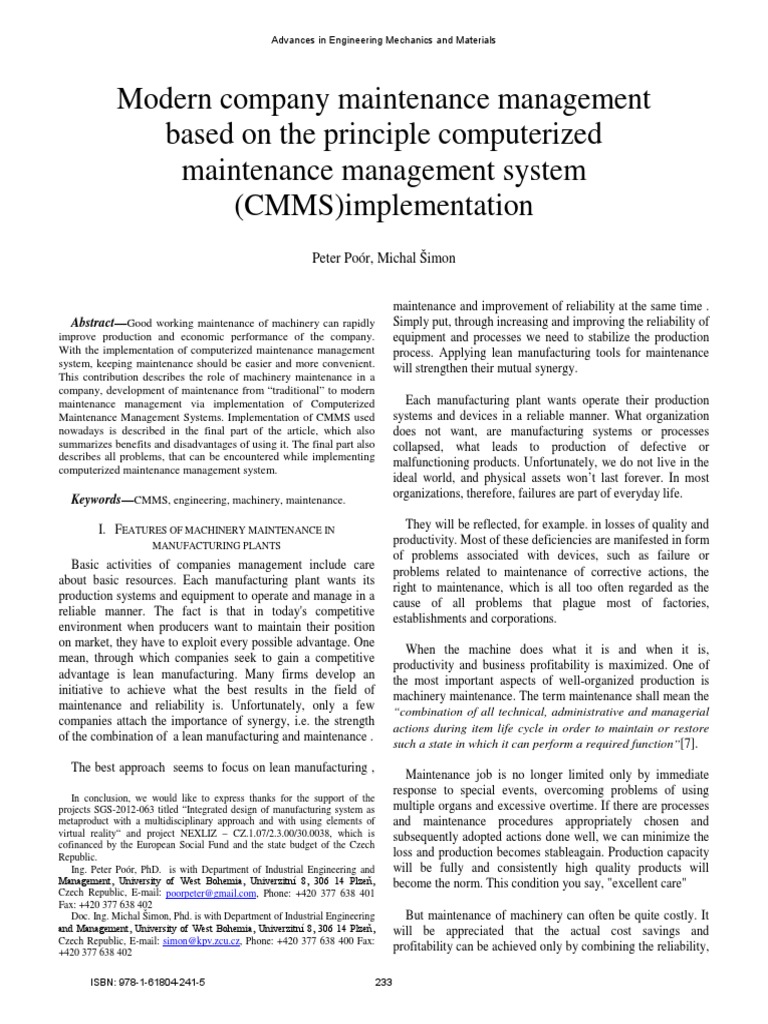 Modern Company Maintenance Management Based On The Principle ...