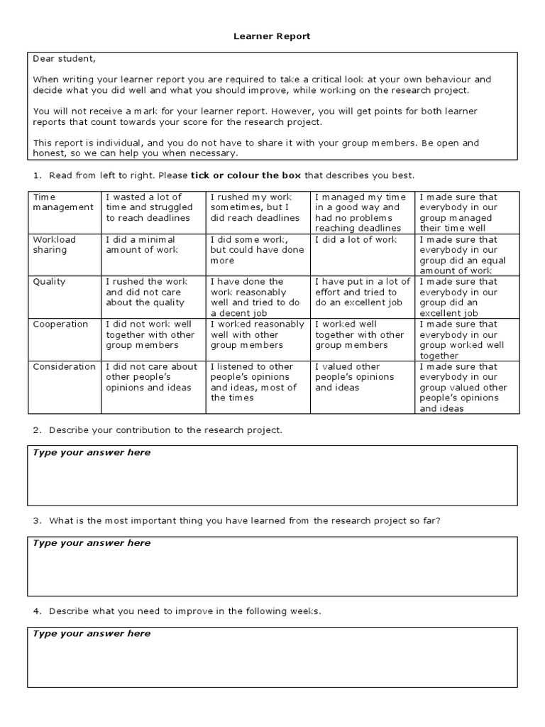 Learner Report Type Your Answer Here Pdf Cognitive Science