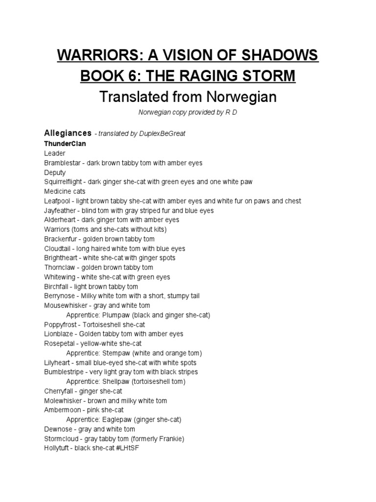 The Raging Storm English Translation PDF | PDF | Eye Color | Cats