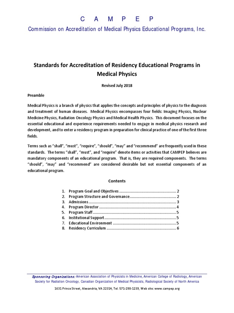 Residency Standards | PDF | Radiation Therapy | Medical Physics
