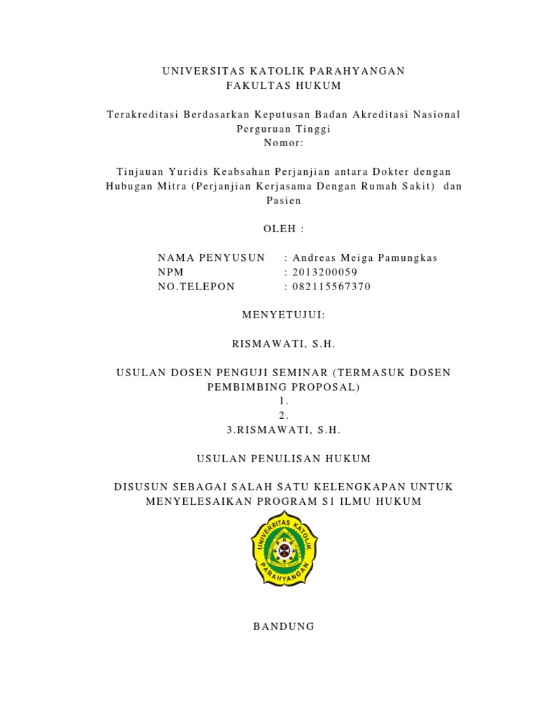 Draft Proposal Seminar F H Unpar Bidang Hukum Ekonomi Dan Hukum Dagang ...