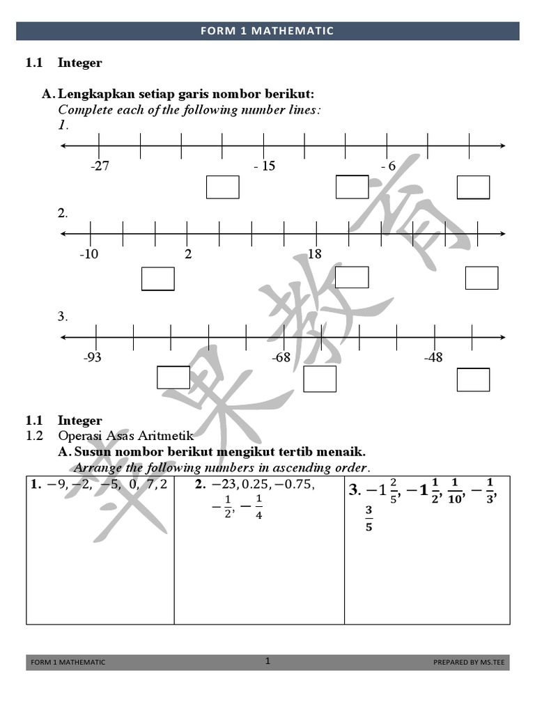 form 1 Integer Latihan苹果 PDF | PDF | Elementary Mathematics | Arithmetic