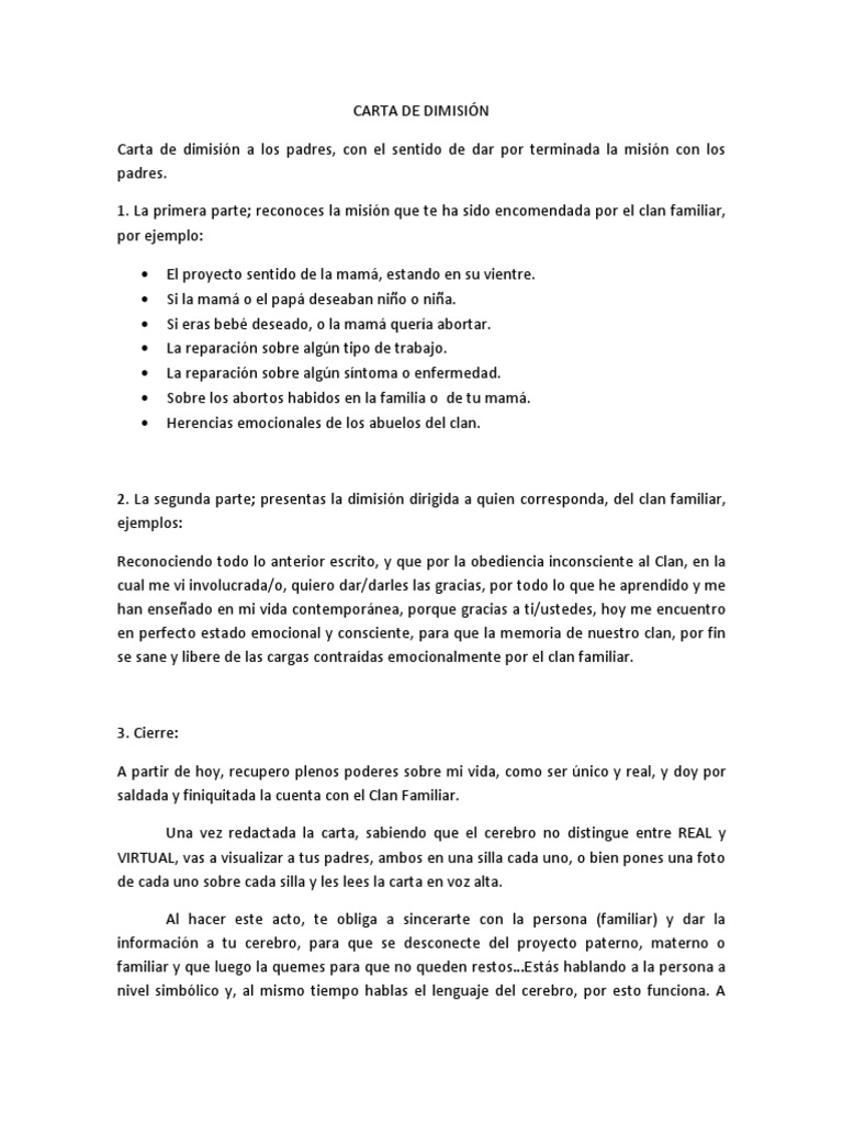 Carta De Dimisión Pdf