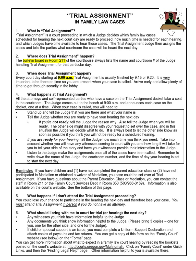 "Trial Assignment": in Family Law Cases | PDF | Courtroom | Judge