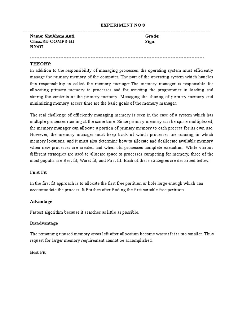 Experiment No 8 - Name: Shubham Auti Grade: Class:SE-COMPS-B1 Sign: RN:07 | PDF | Computer Data ...