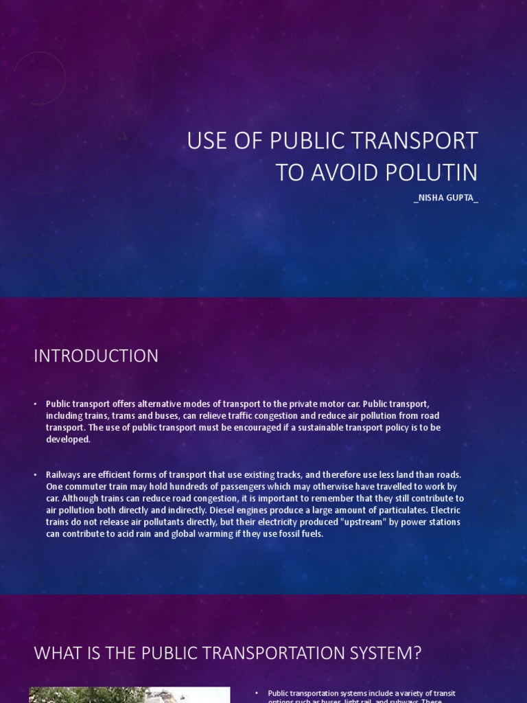 Use of Public Transport To Avoid Polutin: - Nisha Gupta | PDF | Public ...