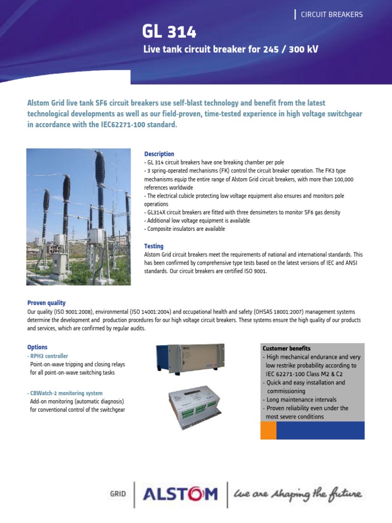 GL314 Live Tank Circuit Breaker Overview | PDF | Components ...
