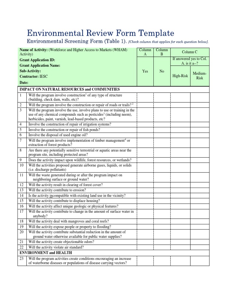 5 Environmental Review - Template | PDF | Environmental Impact ...