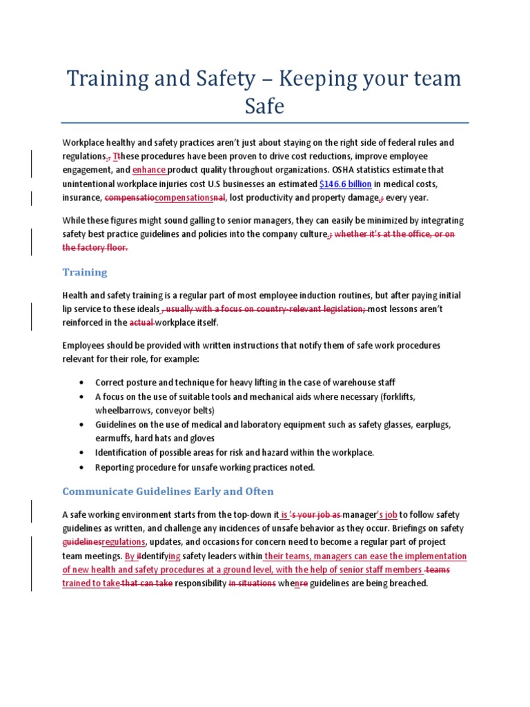Training and Safety - Keeping Your Team Safe | PDF | Safety | Employment