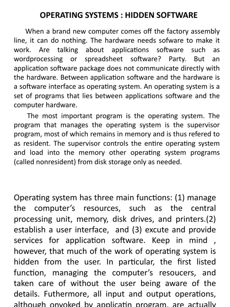 Operating Systems: Hidden Software | Download Free PDF | Operating System | Computer Program