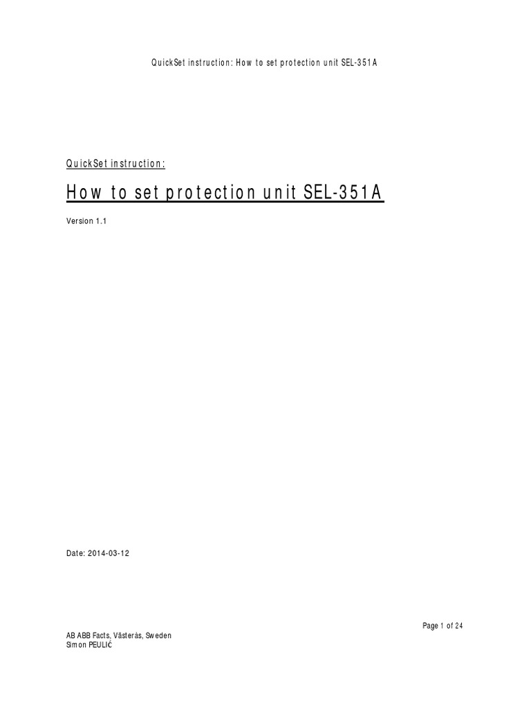 SEL-351A QuickSet Manual v1.1 PDF | PDF | Electrical Engineering ...