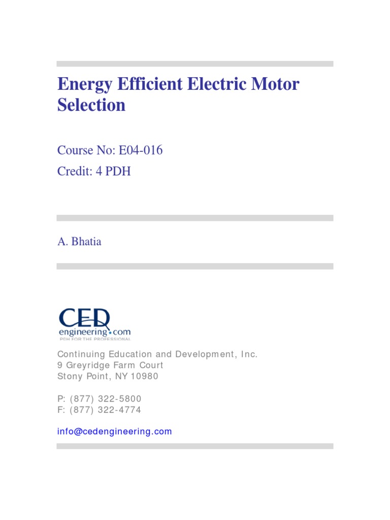 Energy Efficient Electric Motor Selection PDF | Download Free PDF ...