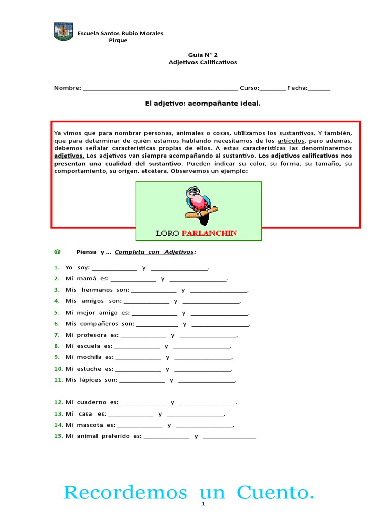 Guía de Adjetivos | PDF | Adjetivo