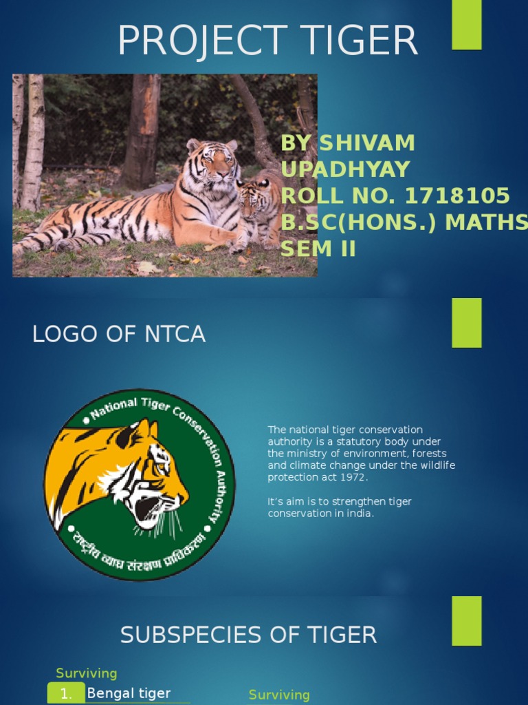 Project Tiger: by Shivam Upadhyay ROLL NO. 1718105 B.SC (Hons.) Maths ...