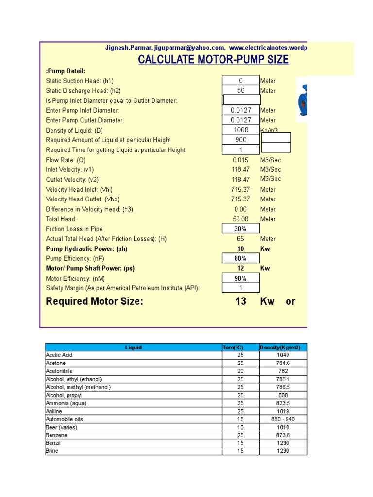 Pump Size Calculation (1.1.17) | PDF | Pump | Ethanol