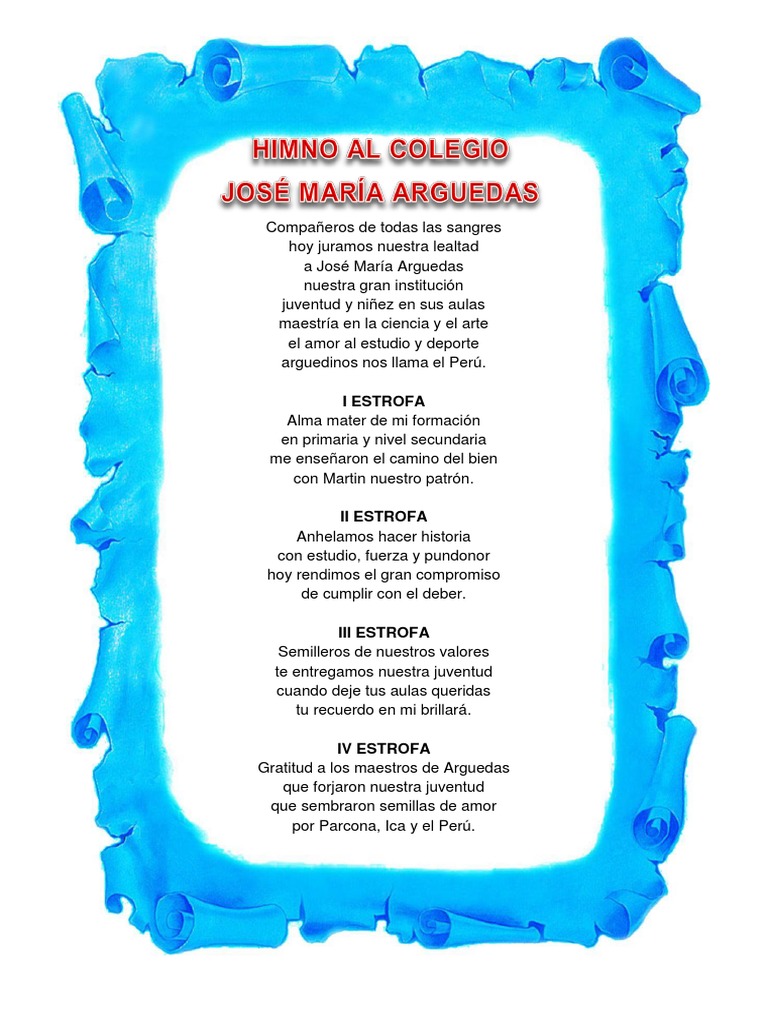 Himno COLEGIO Arguedas ICA | PDF
