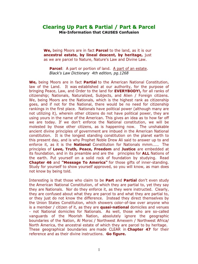 Clearing Up Part & Partial / Part & Parcel: Mis-Information That CAUSES ...