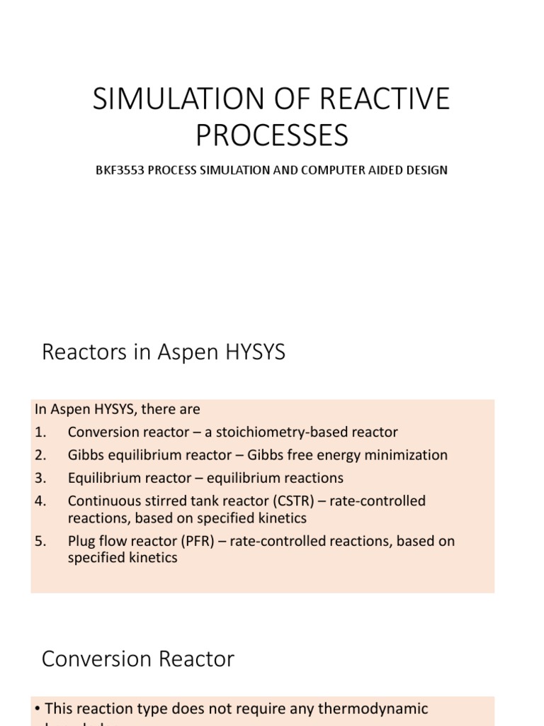 Simulation of Reactive Processes | PDF | Chemical Reactor | Chemical ...