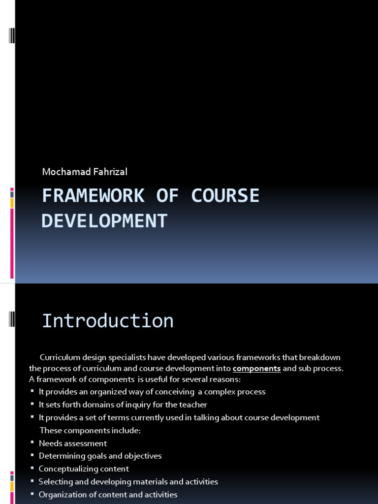 Framework of Course Development | PDF | Educational Assessment | Evaluation