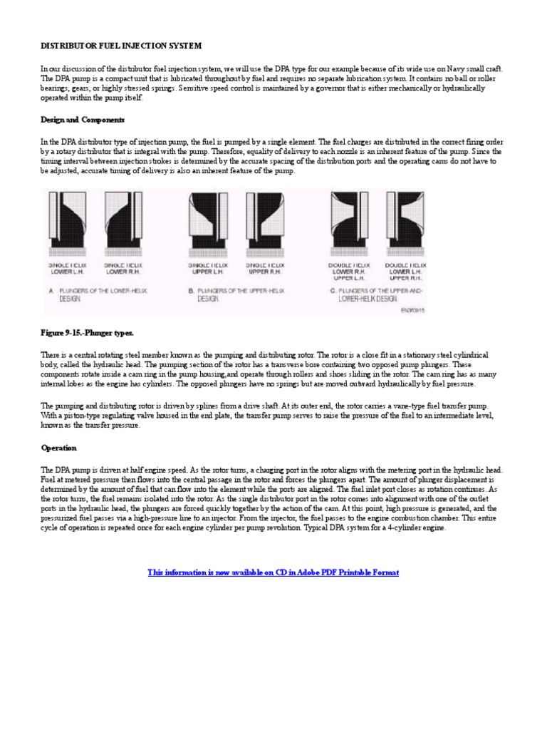 Fuel Injection Distributor Fuel Injection System | PDF | Distributor ...