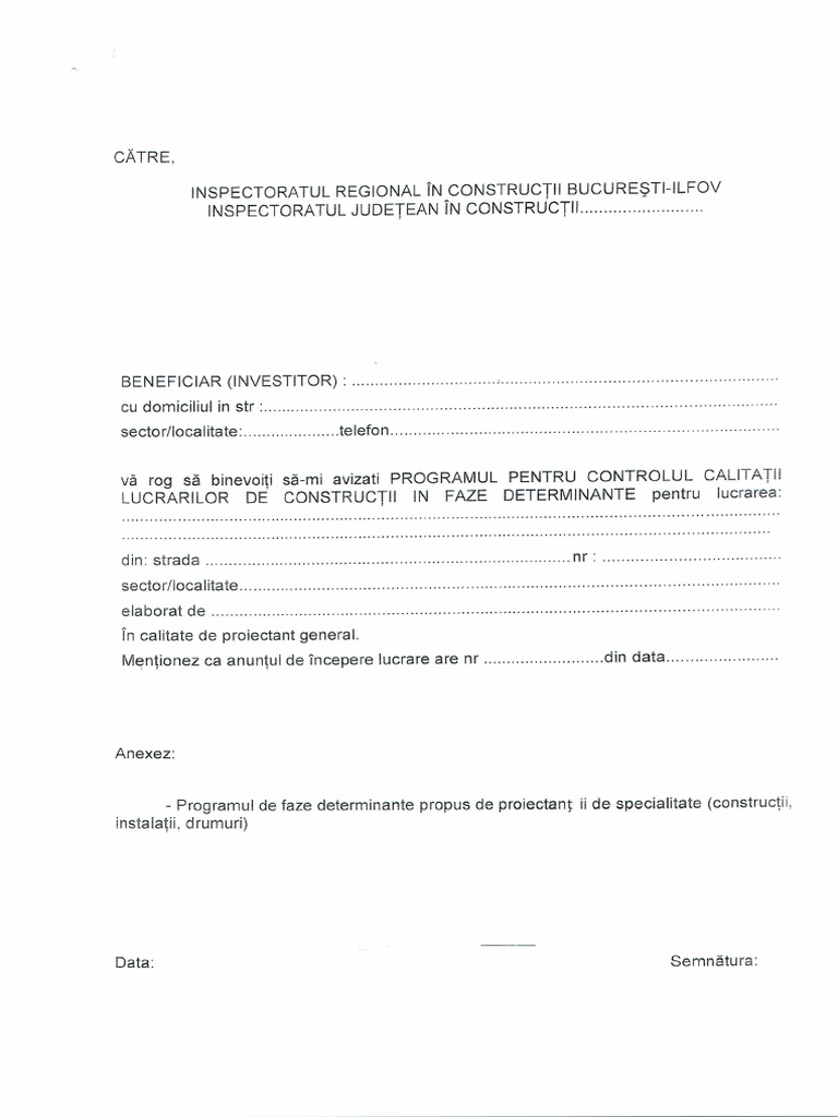 ISC. Cerere Program Faze Determinante PDF | PDF