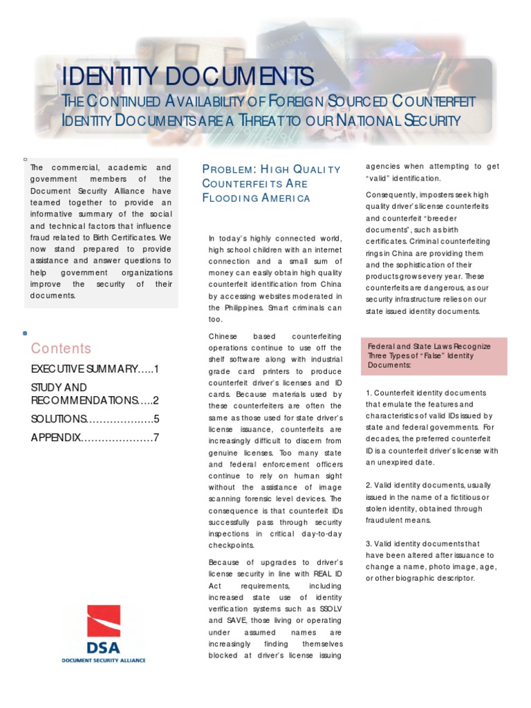 The Continued Threat of Foreign Counterfeit Identity Documents to U.S ...