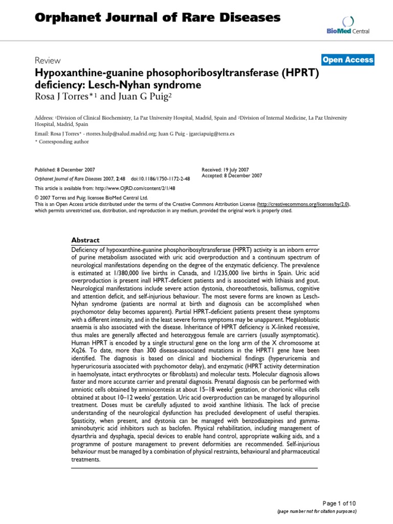 Orphanet Journal of Rare Diseases | PDF | Nucleotides | Medical Specialties