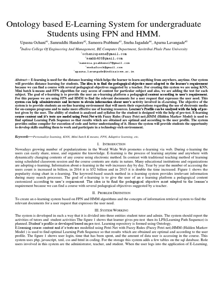 Ontology Based E-Learning System For Undergraduate Students Using FPN and HMM | PDF ...