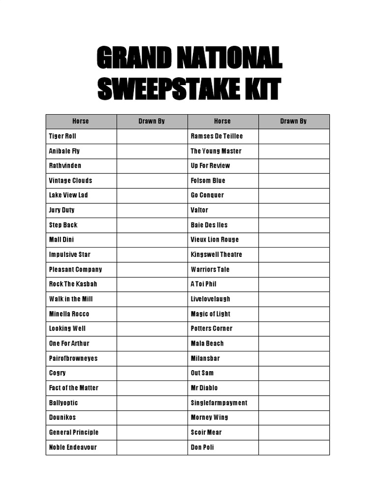 2019 Grand National Sweepstake Kit | PDF