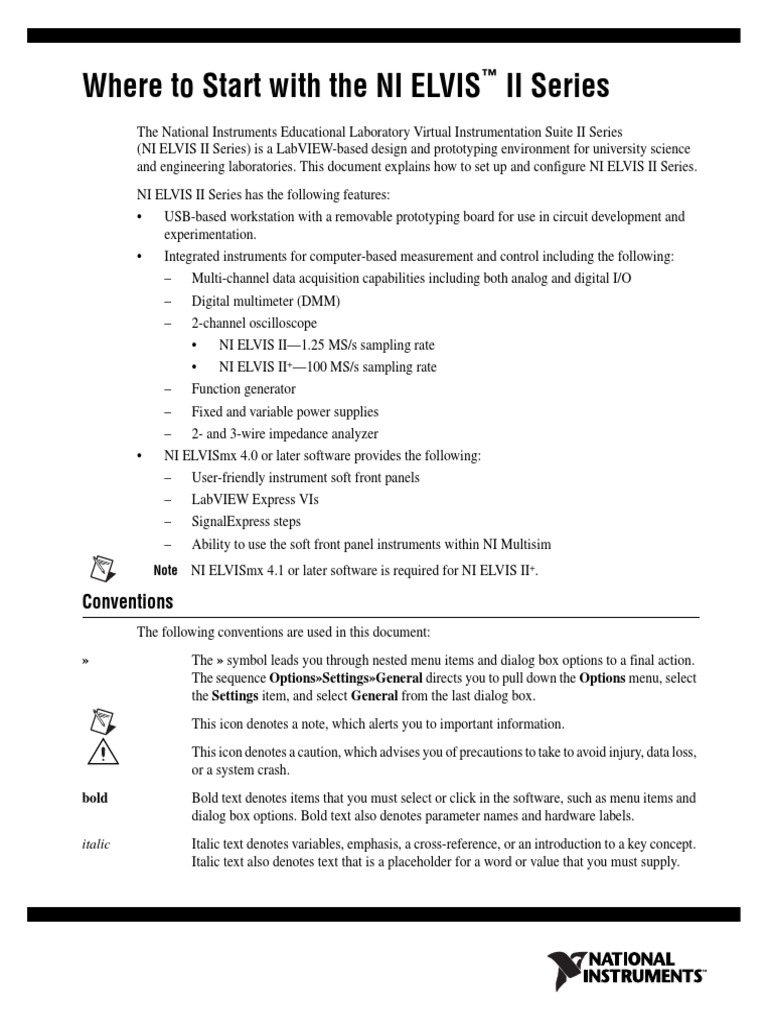 Where To Start With The NI ELVIS II Series: Conventions | PDF | Computer Hardware | Power Supply