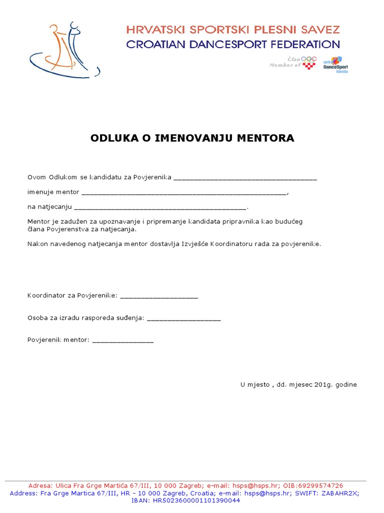 Odluka o Imenovanju Mentora | PDF