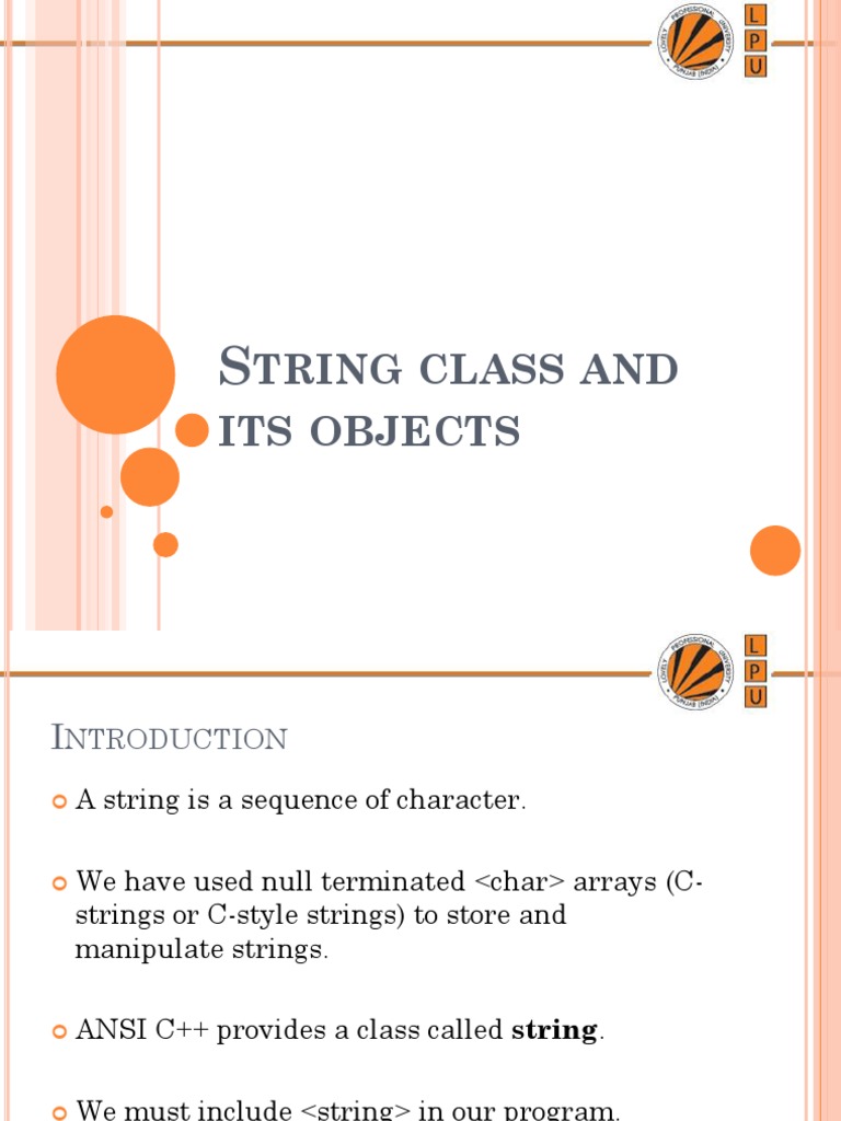 Tring Class and Its Objects | Download Free PDF | String (Computer Science) | Formalism (Deductive)