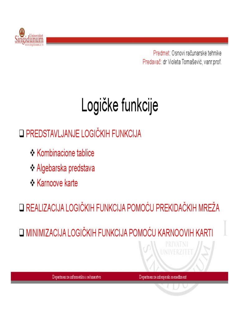 ORT 5 - Logicke Funkcije PDF | PDF