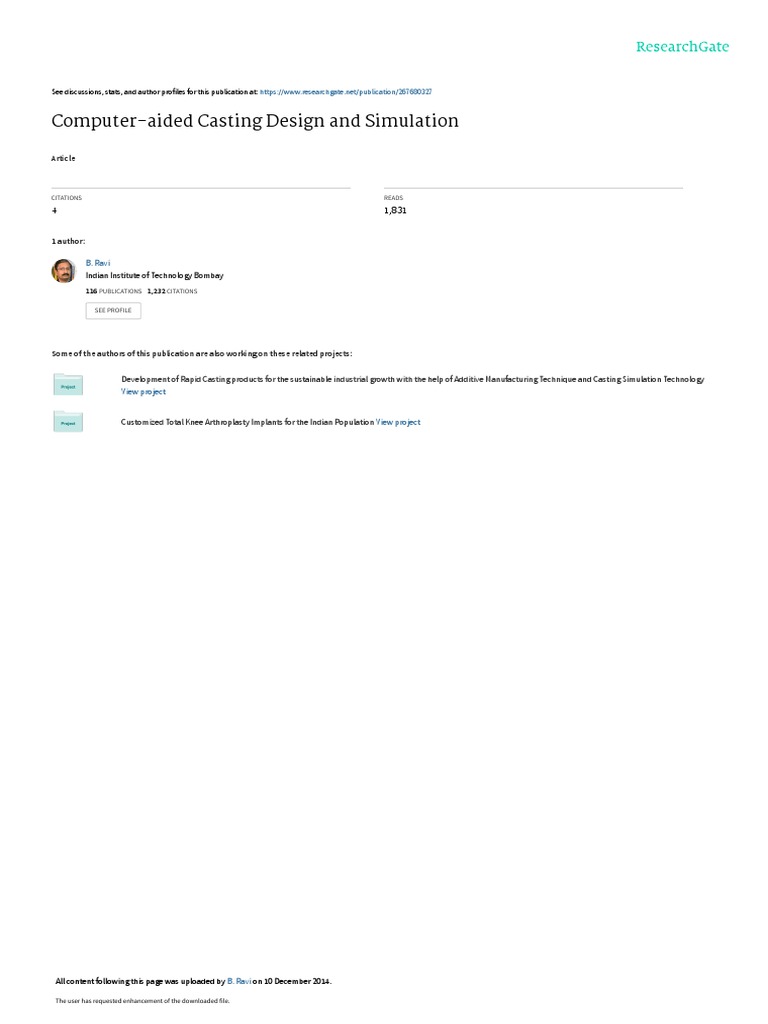 Computer-Aided Casting Design and Simulation PDF | PDF | Casting (Metalworking) | Simulation