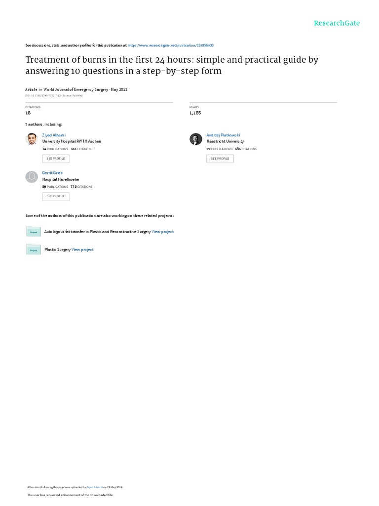 Treatment of Burns in The First 24 Hours: Simple and Practical Guide by ...