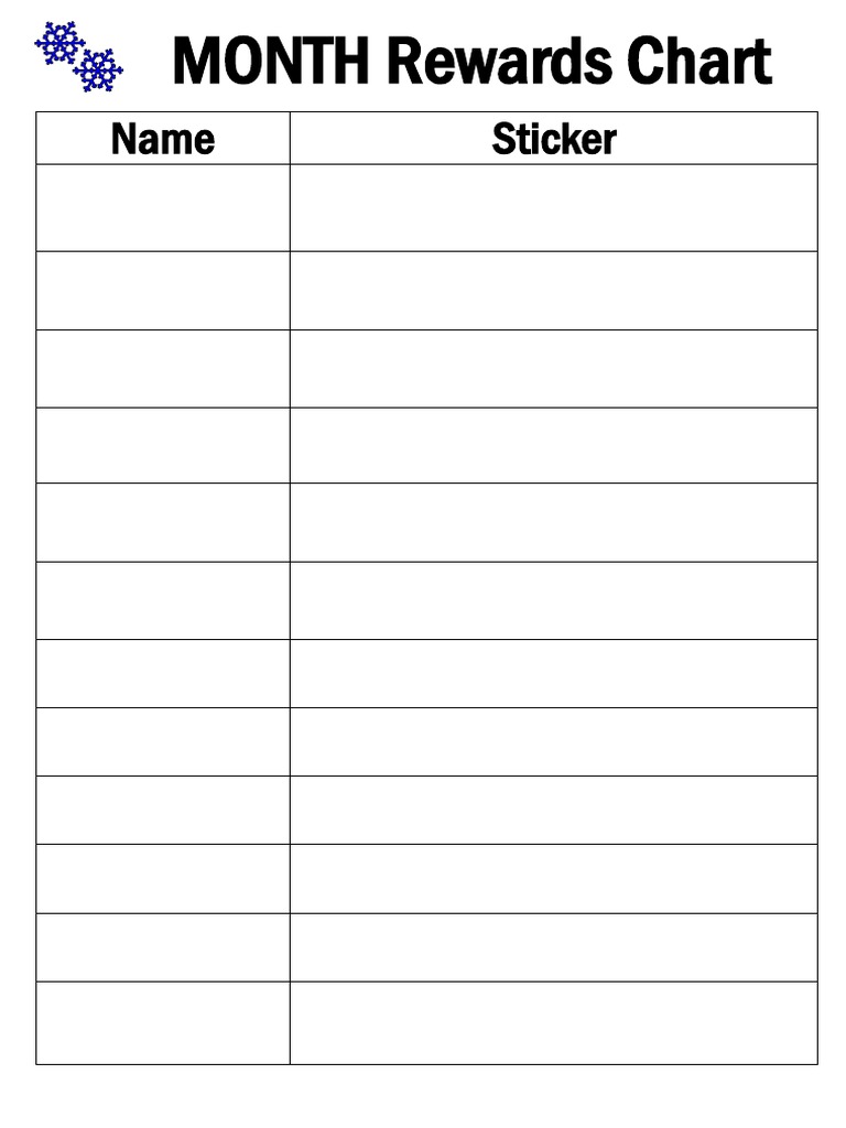 Name Sticker: MONTH Rewards Chart | PDF