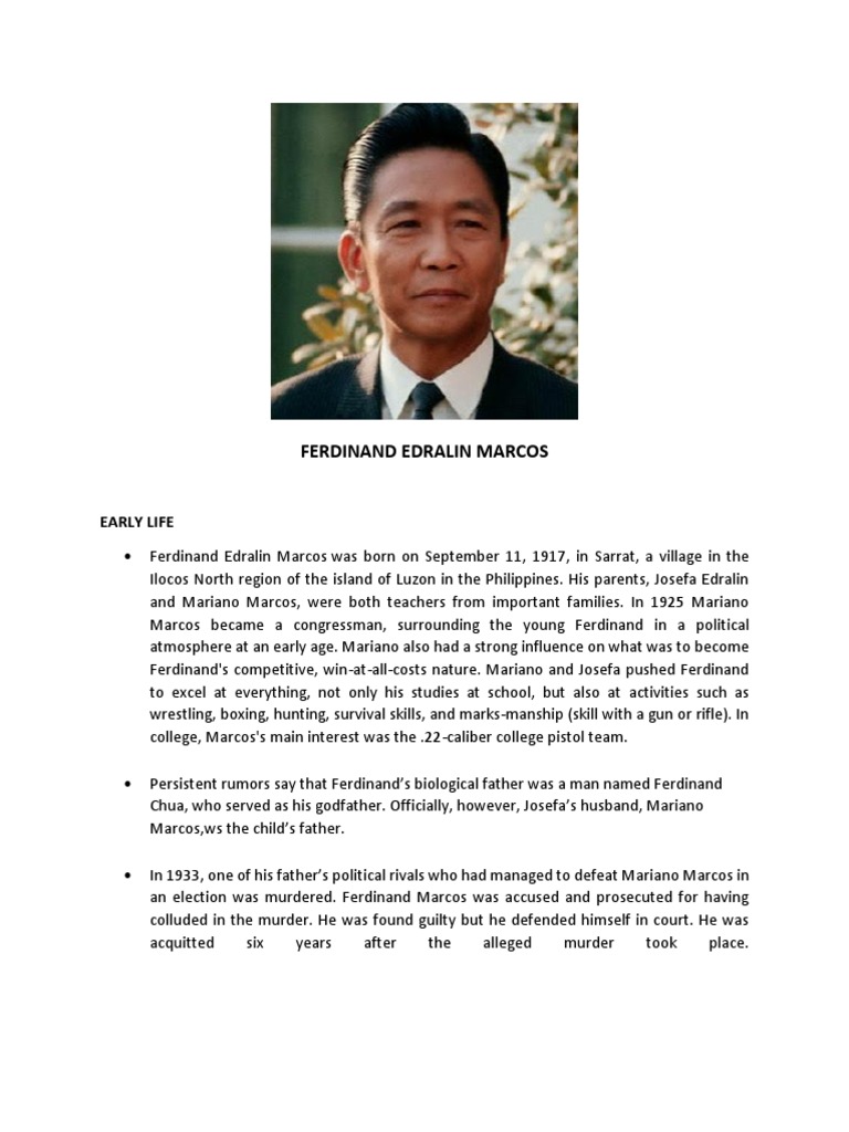 Ferdinand Edralin Marcos: Early Life | PDF | Philippines | Government