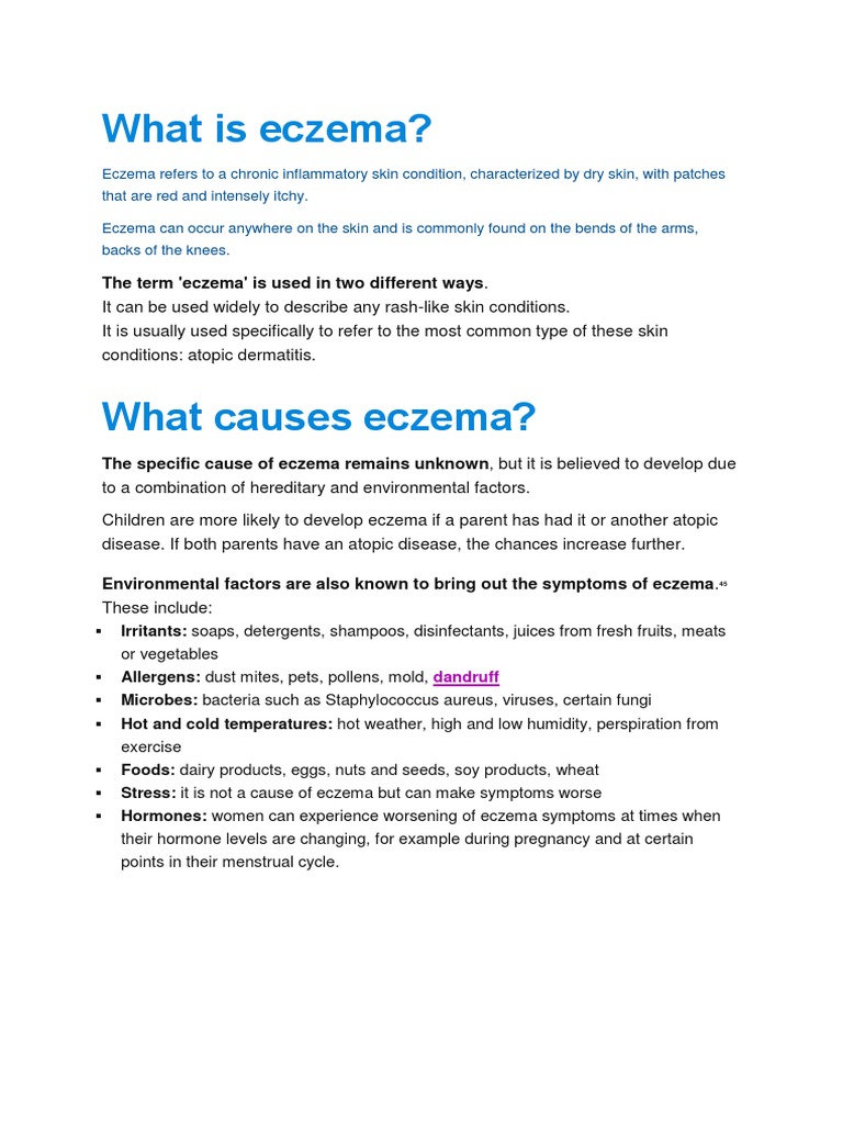 What Is Eczema Pdf Dermatitis Allergy
