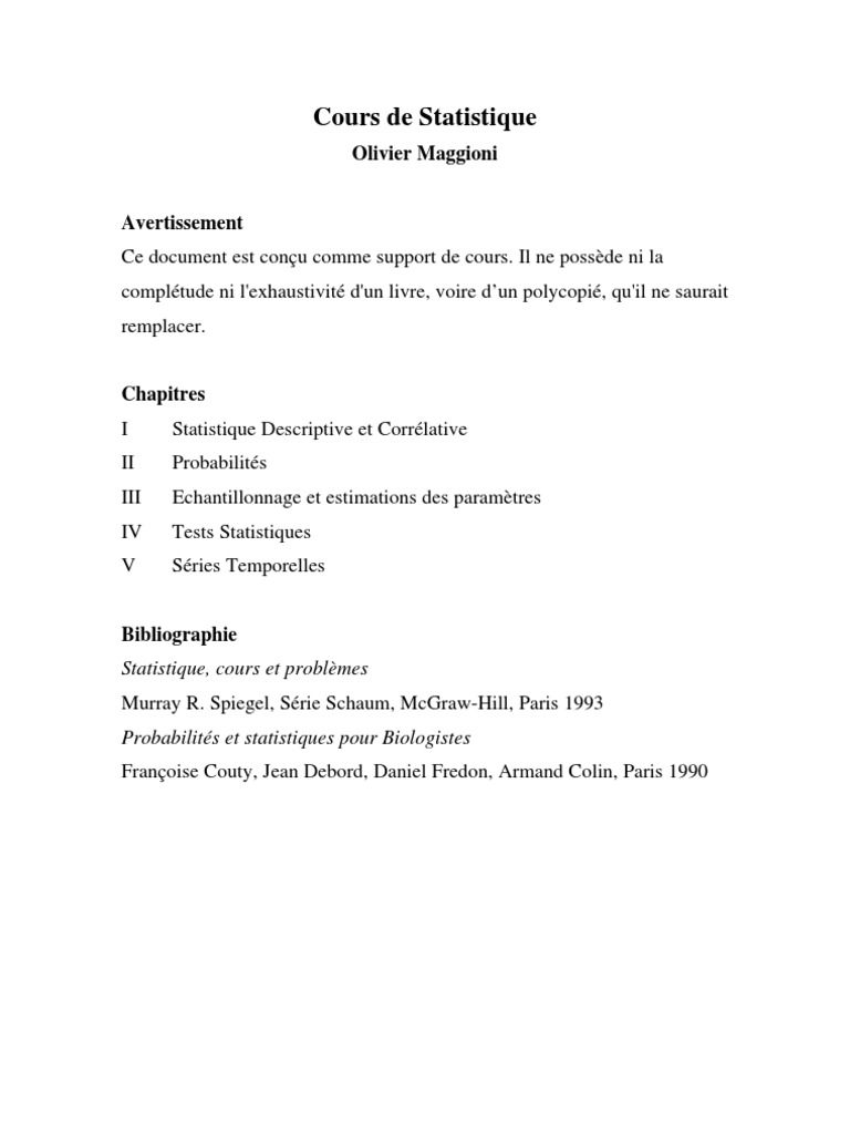 Cours Complet de Statistique Descriptive | PDF