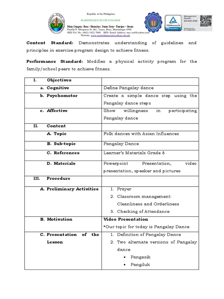 Grade 8 Dance | PDF | Cognitive Science | Behavior Modification