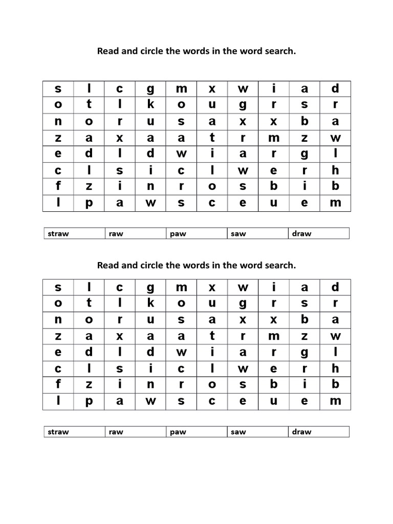Word Search: Read and Circle Words | PDF | Language Arts & Discipline