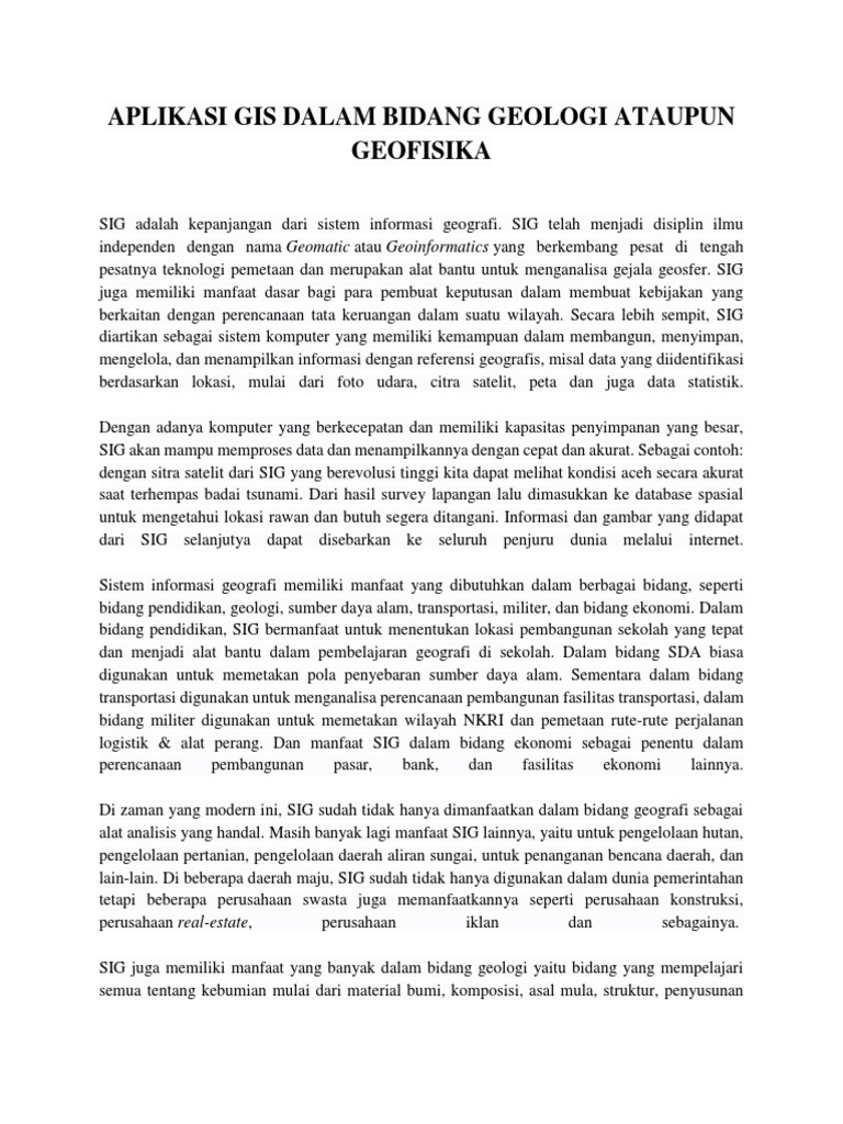 Pemanfaatan SIG dalam Geologi dan Geofisika | PDF | Sains & Matematika ...