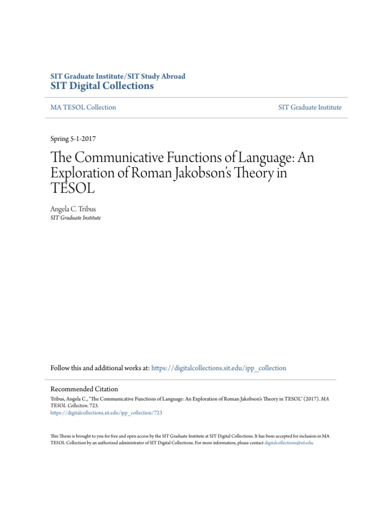 The Communicative Functions of Language - An Exploration of Roman ...