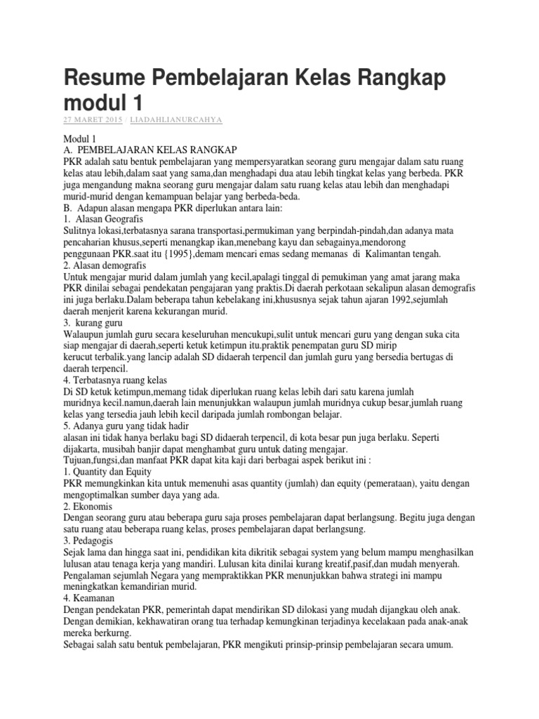 Resume Pembelajaran Kelas Rangkap modul 1-6.docx
