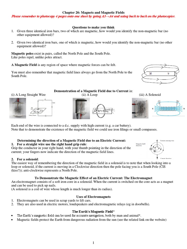 Magnets and Magnetic Fields | PDF | Earth's Magnetic Field | Magnetic Field